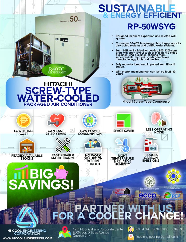 Hitachi Water-Cooled Screw-Type Packaged Air-Conditioner (RP-50WSYG ...